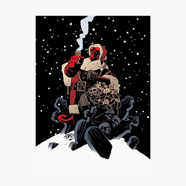 "hellboy, red, santa claus, christmas, graveyard, snow, hellboy ...