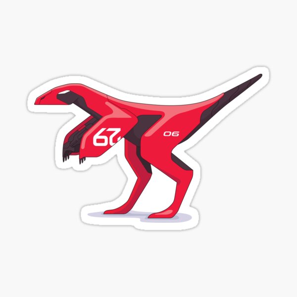 "Mecha Raptor - Red" Sticker for Sale by Dzel | Redbubble