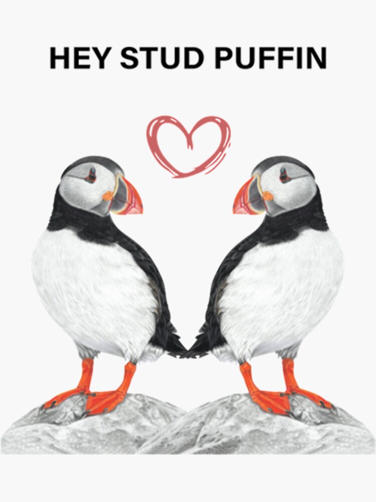 "Puffin Lovers Stud Puffin - Stud muffin - Puffin couple - Puffin art ...