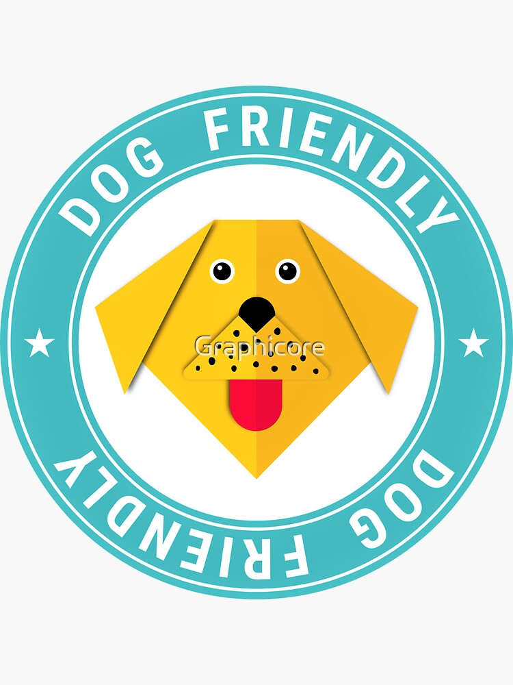 "Dog friendly " Sticker for Sale by Graphicore | Redbubble
