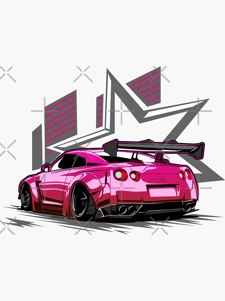 "R35 GTR godzilla jdm vector art" Sticker for Sale by ASAKDESIGNS ...