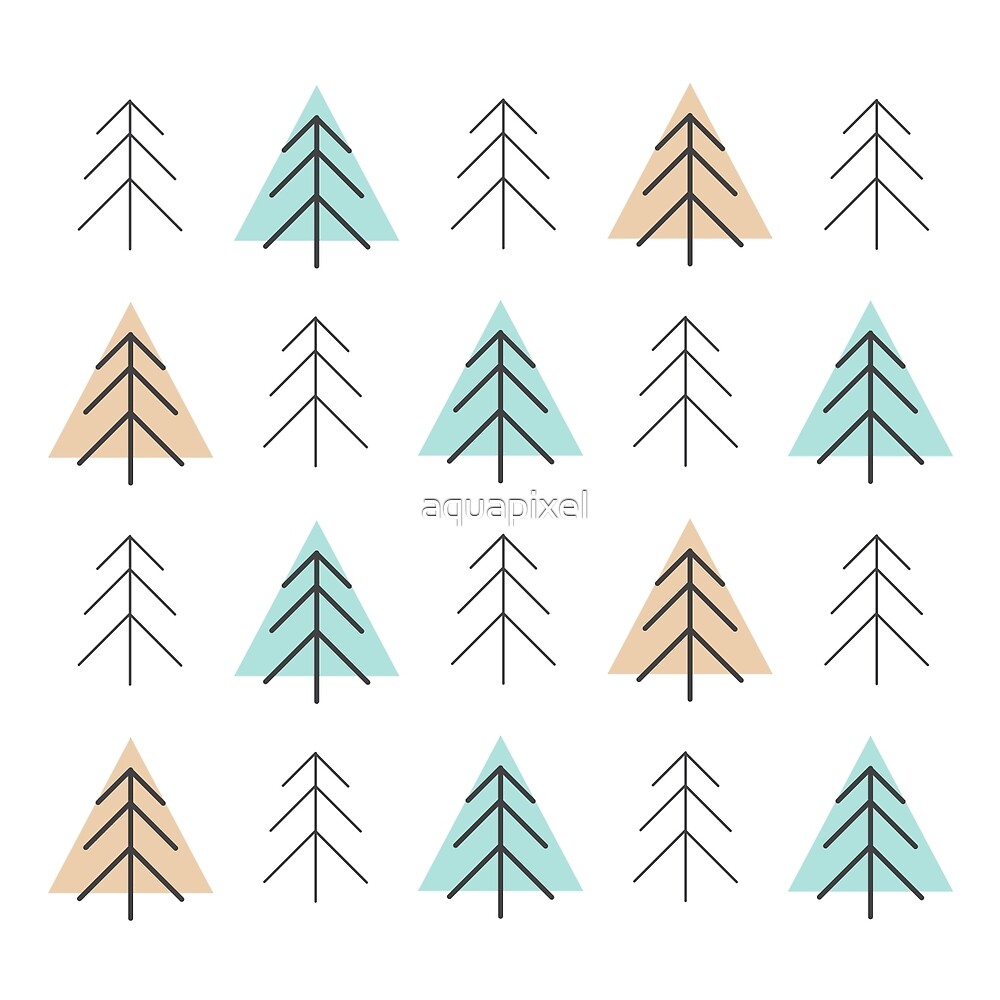 "Seamless pattern with minimalistic hipster trees with simple lines ...