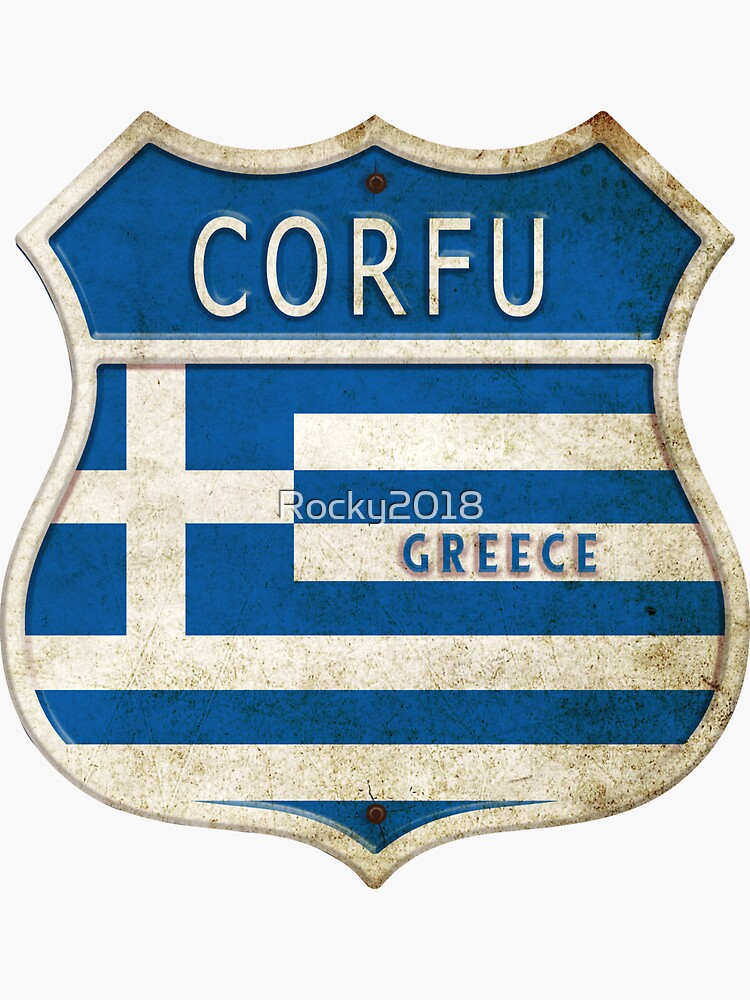 "Corfu Greece Coat of Arms Flags Design" Sticker for Sale by Rocky2018 ...