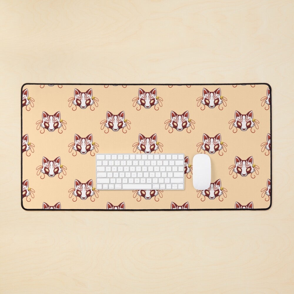 "Red Kawaii Kabuki Tanuki Mask - Traditional Japanese Mask" Sticker for ...