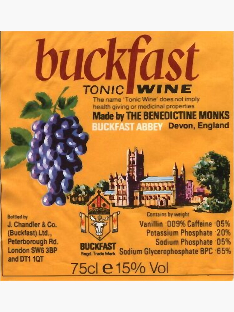 "Buckfast Tonic Wine Description" Sticker for Sale by Evelynent | Redbubble