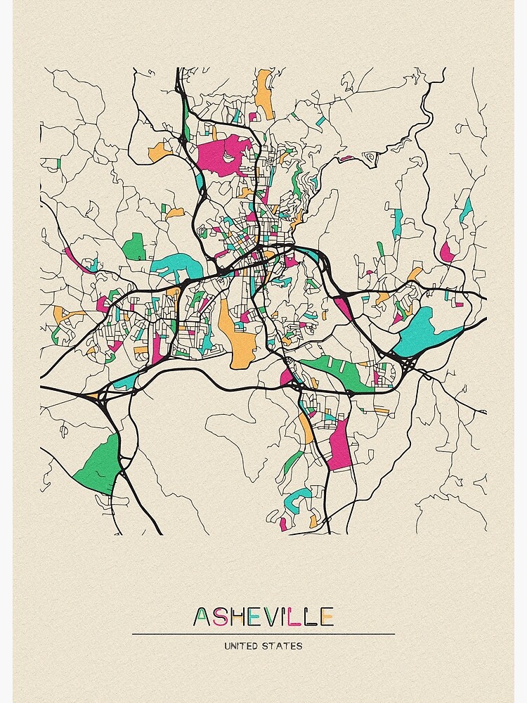 Asheville, North Carolina Street Map Premium Matte Vertical Poster