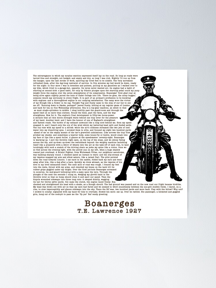 "Boanerges and The Road - T E Lawrence 1927" Poster for Sale by Nigel ...