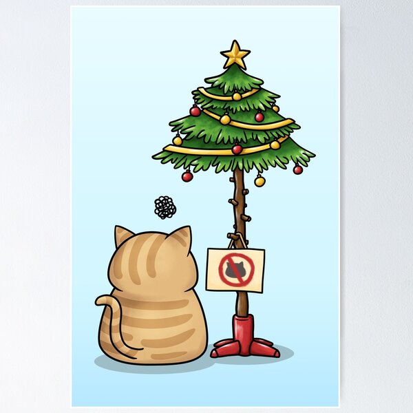 "Funny Cat Christmas Tree" Poster for Sale by Takeda-art | Redbubble