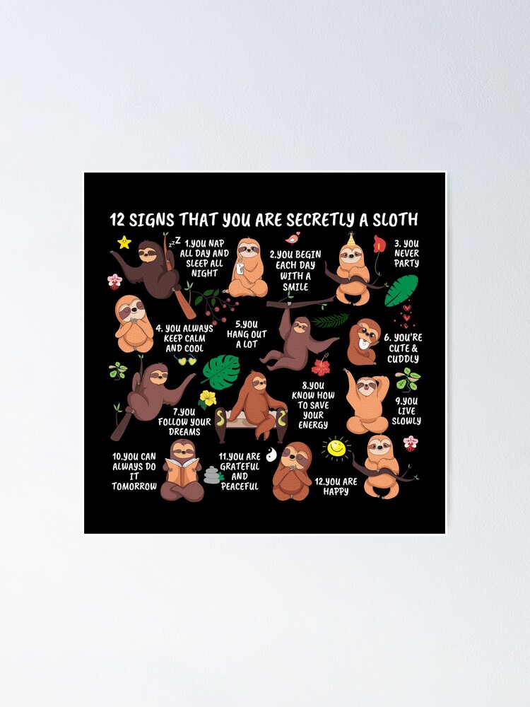 Póster «12 señales de que eres un perezoso en secreto Regalos para los ...