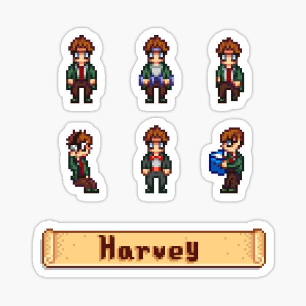 "Stardew Valley Sprites - Harvey Sticker" Sticker for Sale by ...