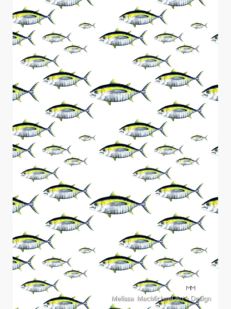 "Bigeye Tuna, Watercolor Illustration, Fish, Pattern, Repeat, School of ...