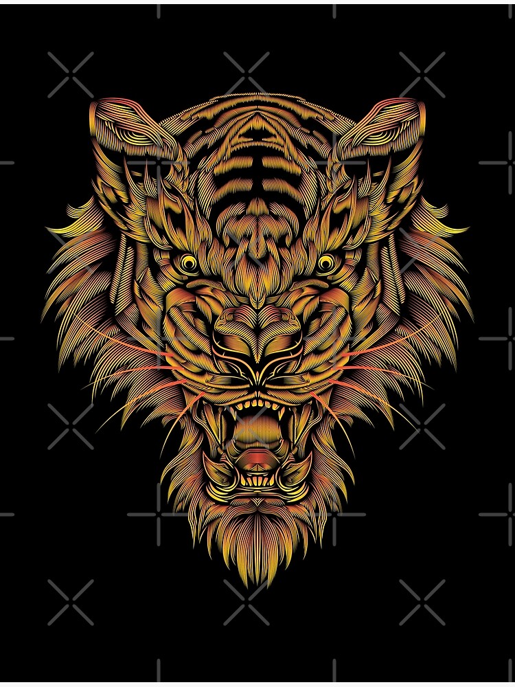" Red Orange Yellow Tiger Head" Poster for Sale by hockeng | Redbubble
