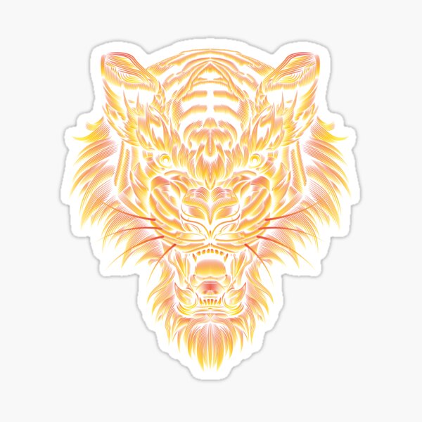 " Red Orange Yellow Tiger Head" Sticker for Sale by hockeng | Redbubble