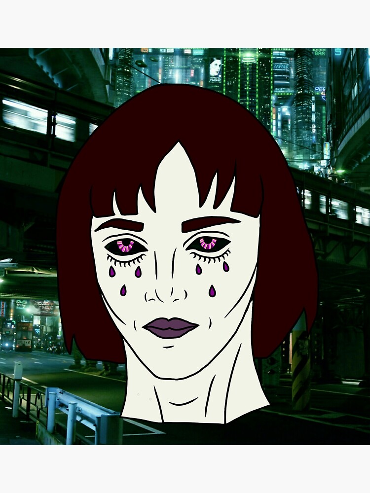 "Cyberpunk Sad Person" Sticker for Sale by ToxicBog | Redbubble