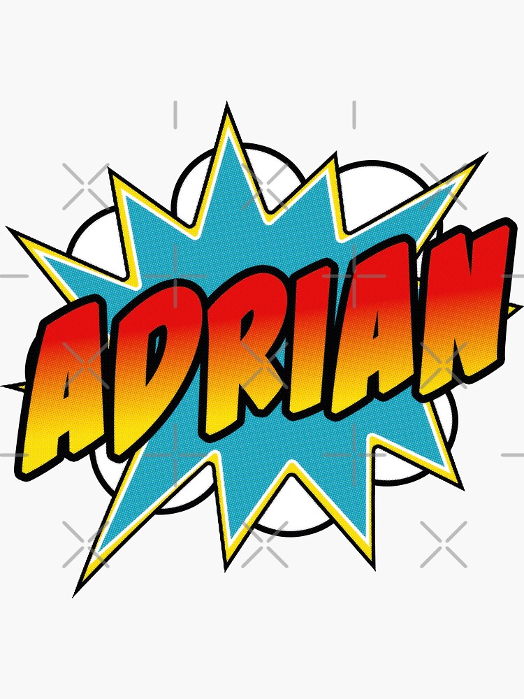 Pegatina «Nombre del superhéroe del cómic Adrian para niños» de Rixta82 ...
