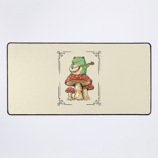 "Cottagecore frog with mushroom house plaing banjo" Mouse Pad for Sale ...