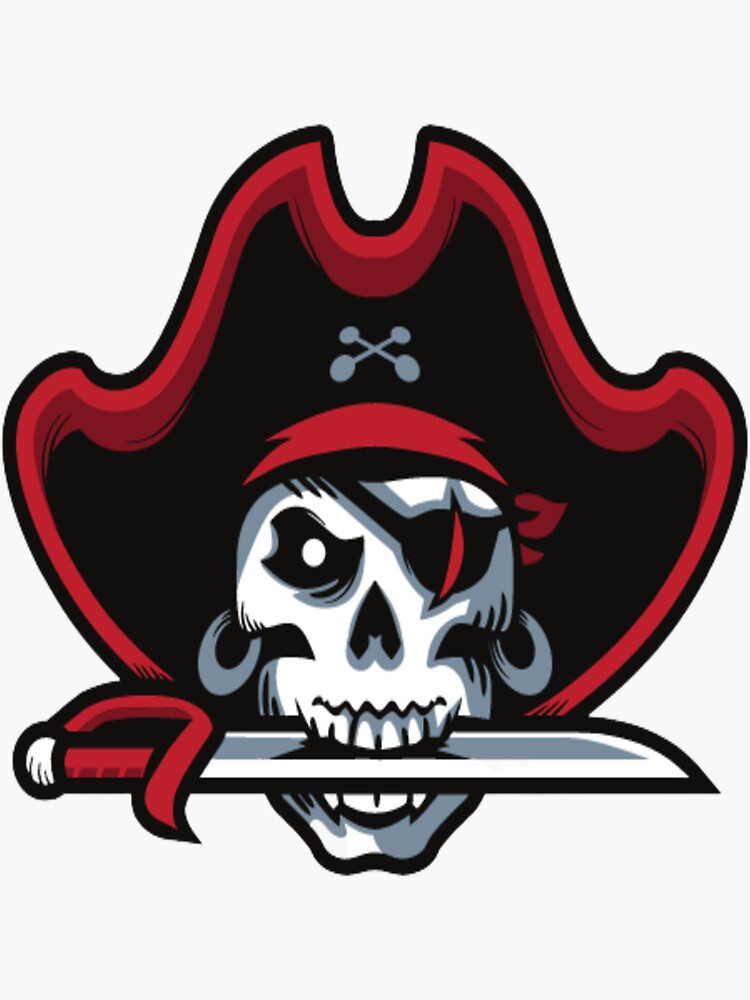 "Red Pirate Skull" Sticker by projectsacti | Redbubble
