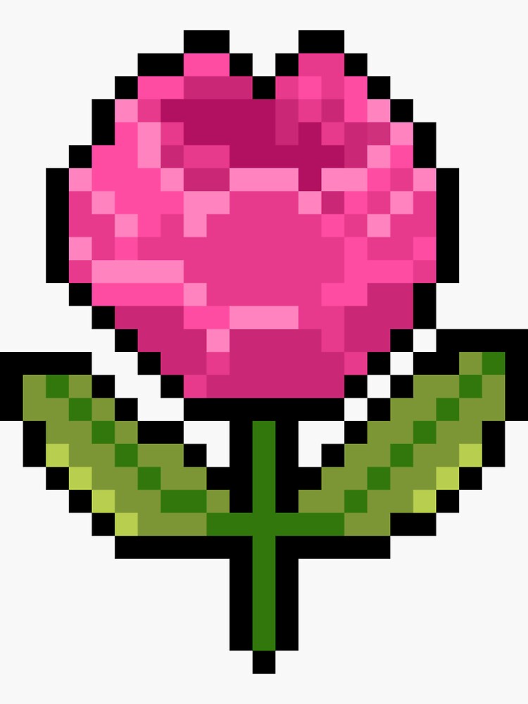 "Pink Pixel Peony" Sticker for Sale by theCatghost | Redbubble
