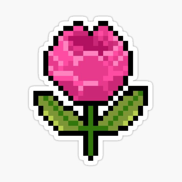 "Pink Pixel Peony" Sticker for Sale by theCatghost | Redbubble