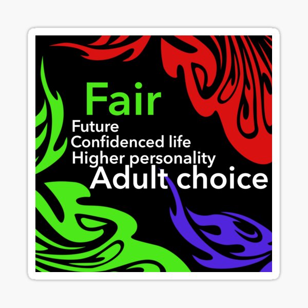 "Fair future adult choice logo, background attractive design " Sticker ...