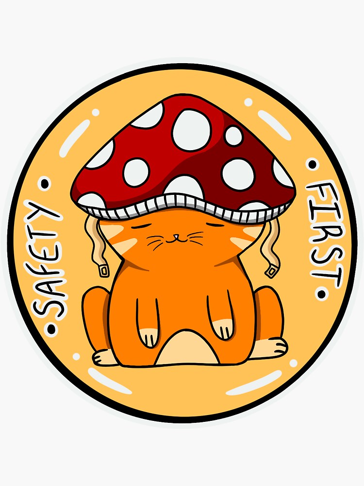 "Cute cat with mushroom helmet" Sticker by Jennaaaa18 | Redbubble