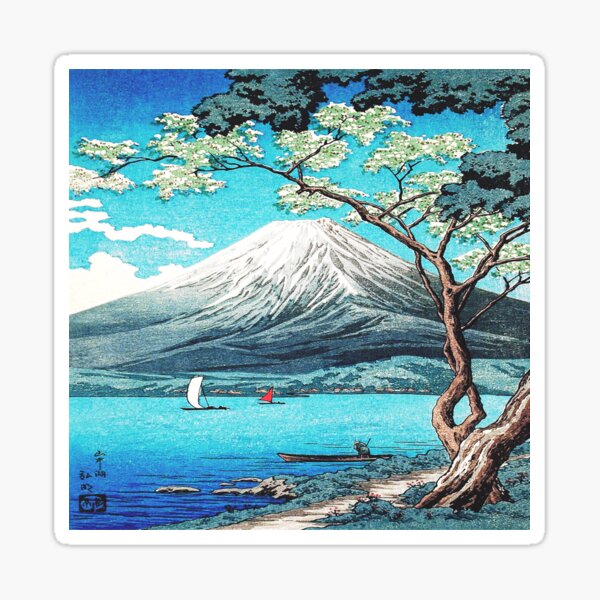 "Japanese Mountain Scenery Design" Sticker by lrgone | Redbubble