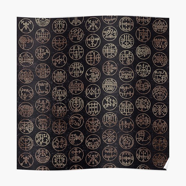 "Aesthetic Black and Gold Occult Demonic Sigils" Poster by ...