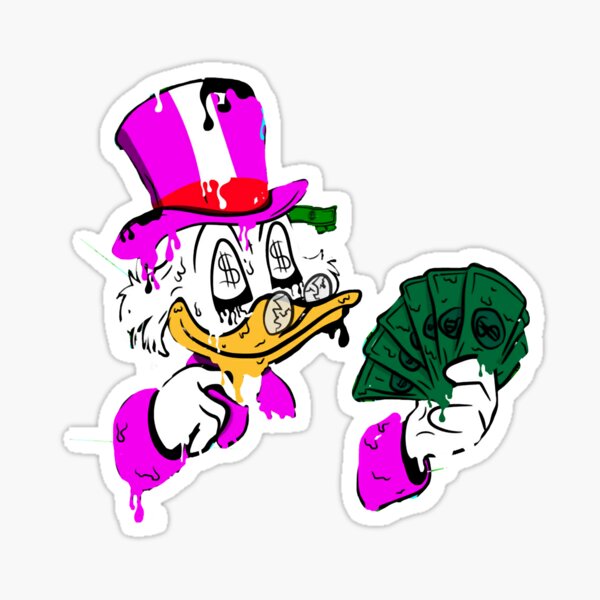 "Graphic duck money cartoon poster" Sticker by LovePadilla | Redbubble