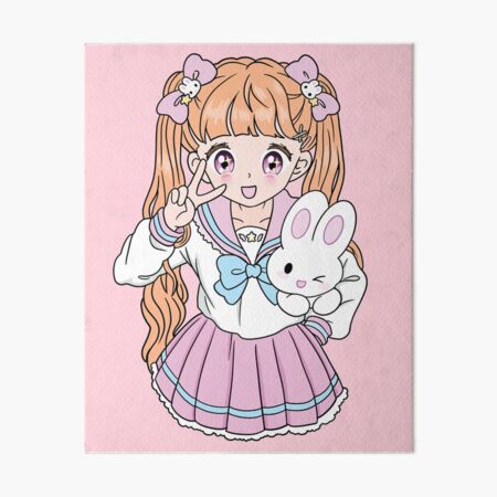 "Cute Kawaii Girl Kidcore Aesthetic Bunny" Art Board Print by MyKawaii ...