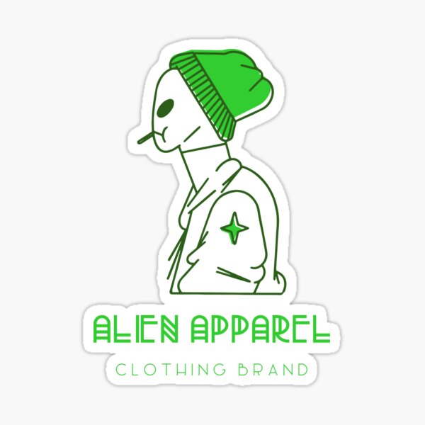 "Alien Apparel Logo" Sticker by SpaceSharkLMTD | Redbubble