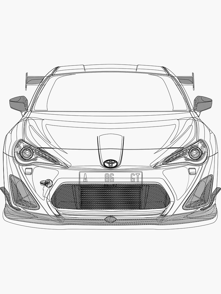 "GT 86 FRONT LINE ART" Sticker by -GrandeArt- | Redbubble