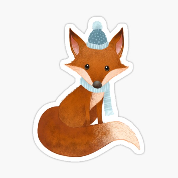 " cute winter fox" Sticker by artbyrosse | Redbubble