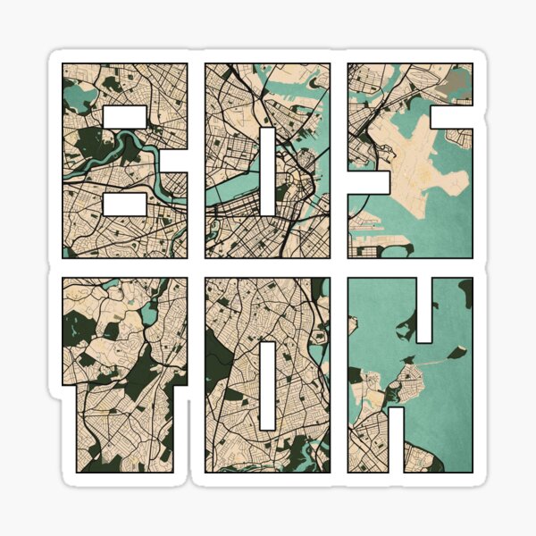 "Boston City Map of the United States - Vintage" Sticker for Sale by ...