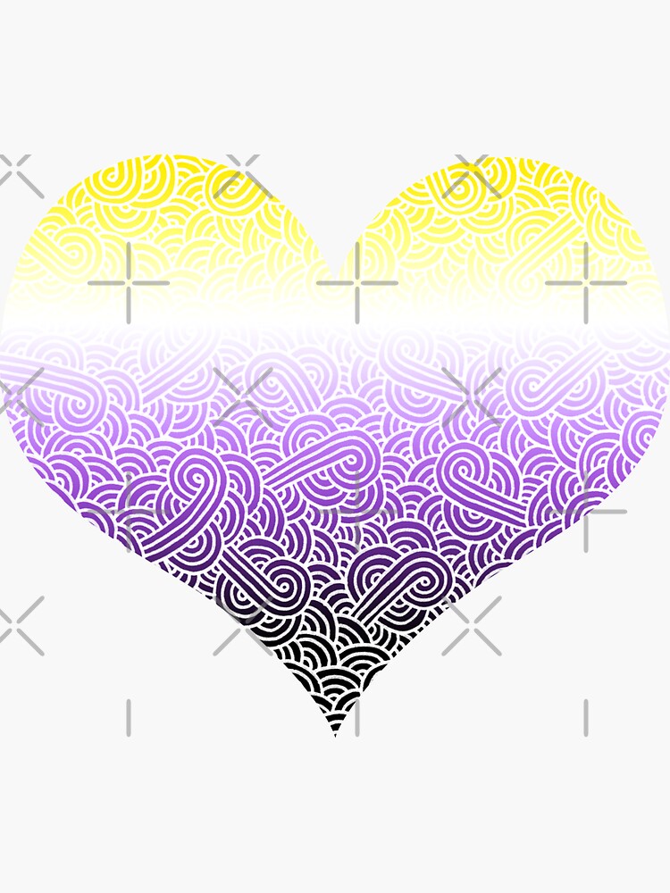 Ombré Non Binary Colours And White Swirls Doodles Sticker By