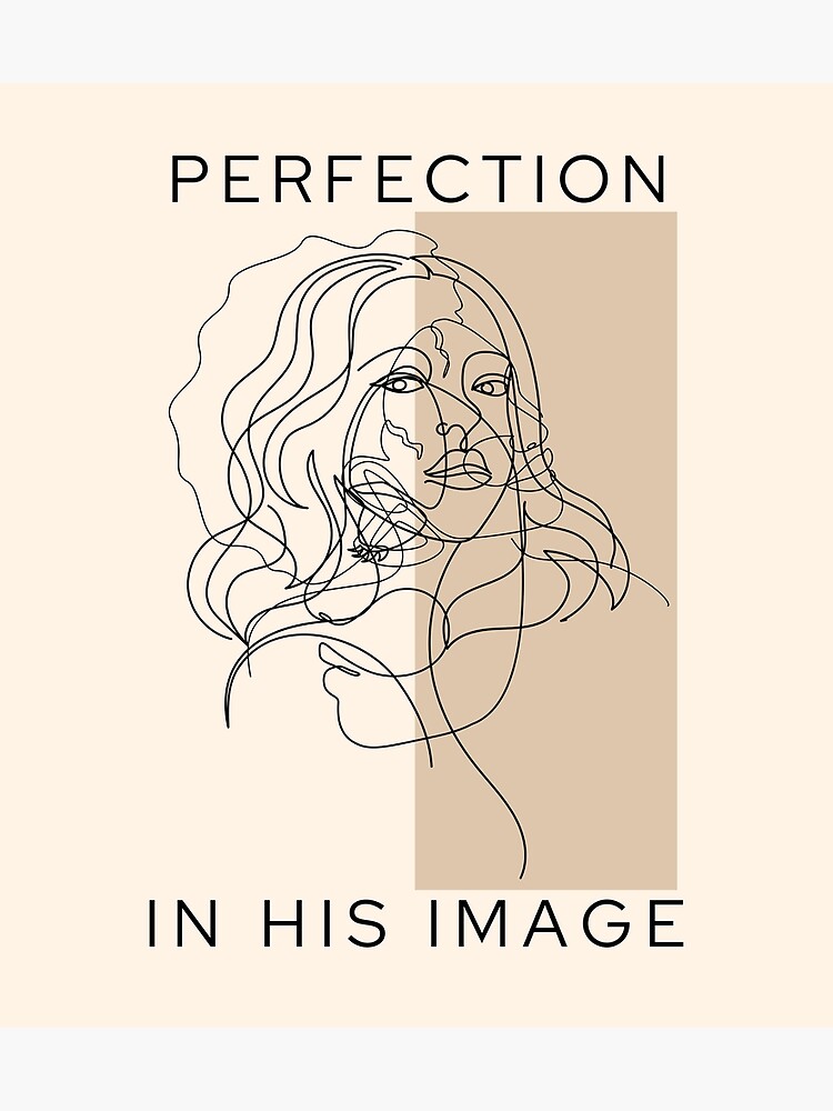 "Female face women line drawing art, in God's image, perfection text ...