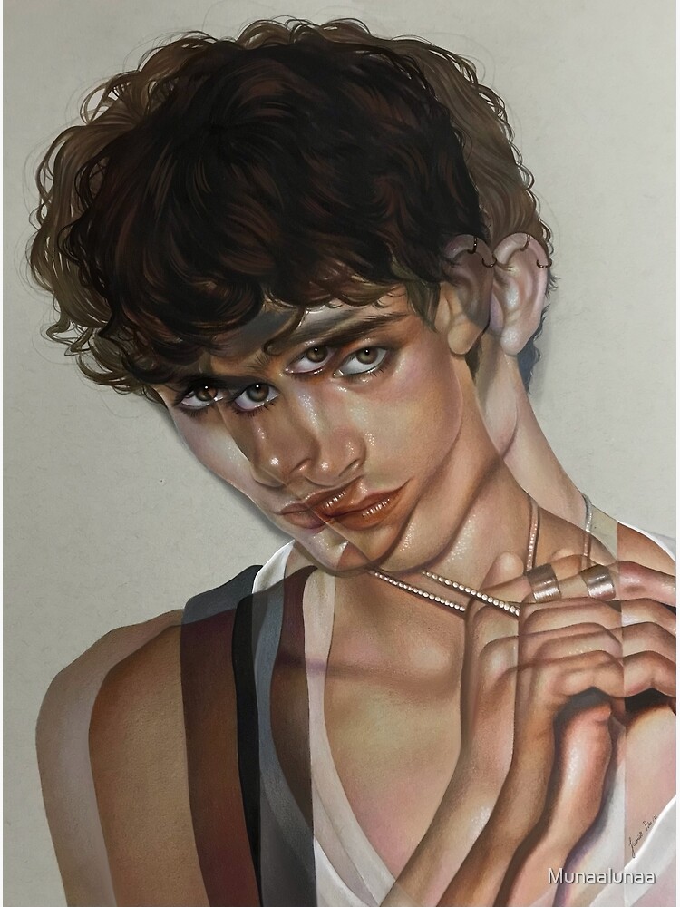 Timothée Chalamet Portrait Drawing- Double Illusion Premium Matte ...
