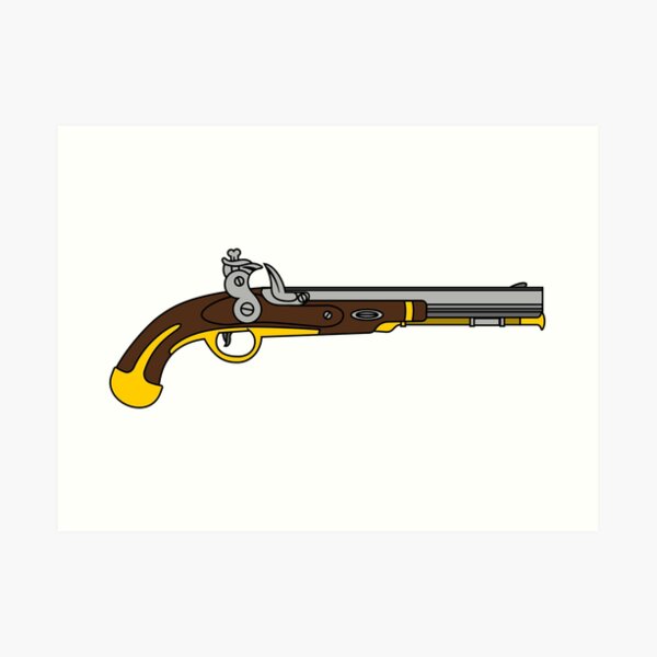 "Simple Historic Flintlock Pistol Ilustration" Art Print for Sale by ...