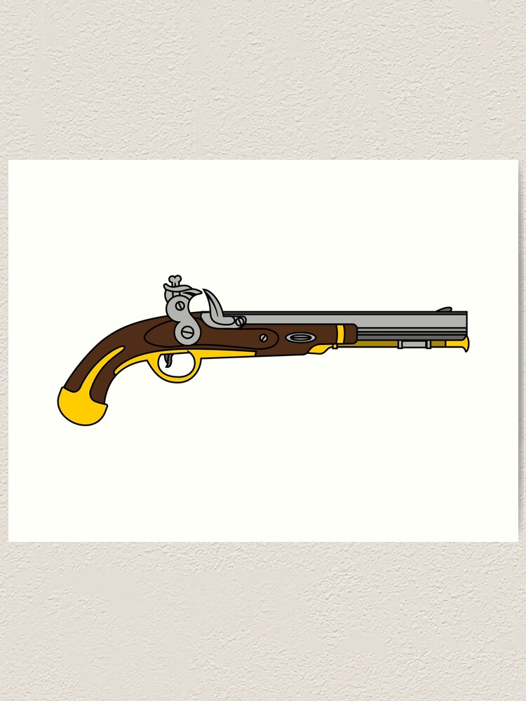 "Simple Historic Flintlock Pistol Ilustration" Art Print for Sale by ...