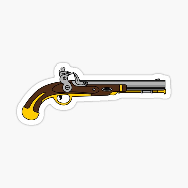 "Simple Historic Flintlock Pistol Ilustration" Sticker for Sale by ...
