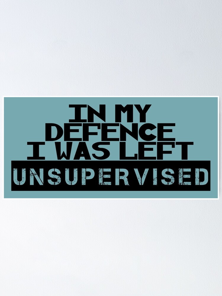 "In my defence, I was left unsupervised. Funny meme (black)" Poster by ...