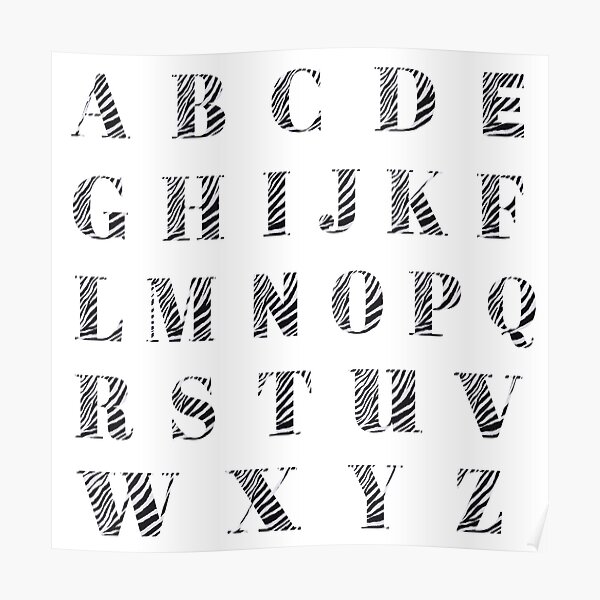 Póster «Piel de cebra | Alfabeto | Cartas | Iniciales | Nombres |» de ...