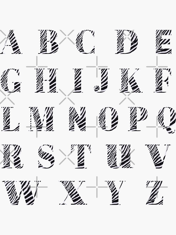 Pegatina «Piel de cebra | Alfabeto | Cartas | Iniciales | Nombres |» de ...