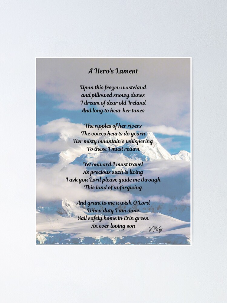 "Tom Crean Poem Antarctica design - A Hero's Lament by Tim Foley ...