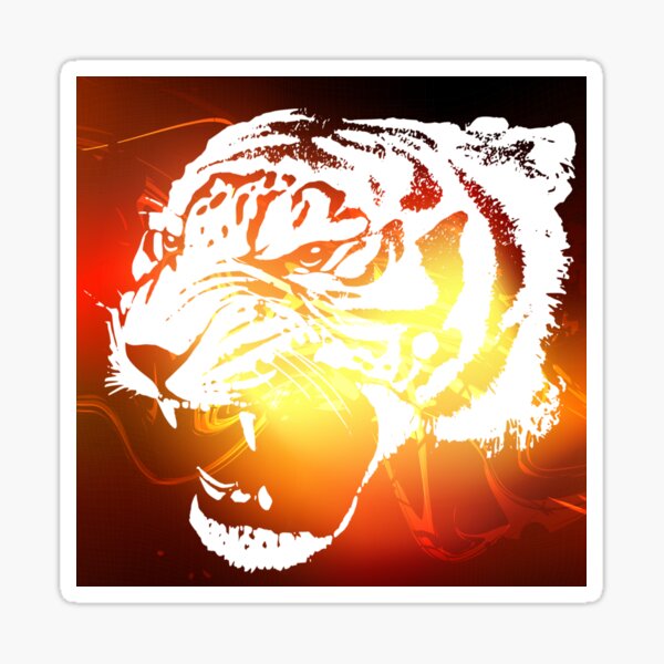 "2022 Year of the Tiger - Square Flaming Tiger Head" Sticker for Sale ...