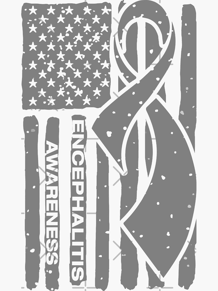 "Encephalitis Awareness Ribbon American Flag" Sticker for Sale by ...