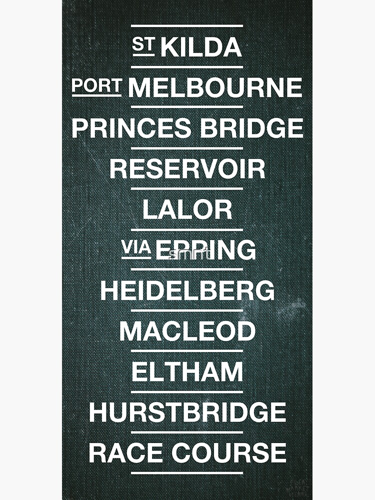 "Old Style Melbourne Train Tram Rail Destination Scroll" Sticker for ...
