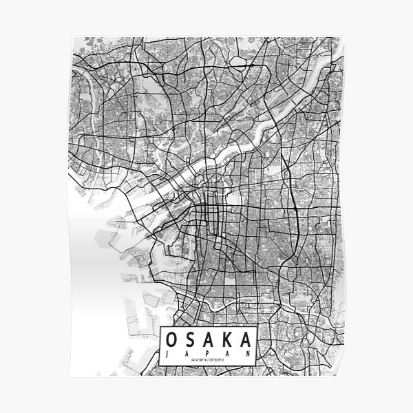 "Osaka City Map of Japan - Light" Poster by deMAP | Redbubble