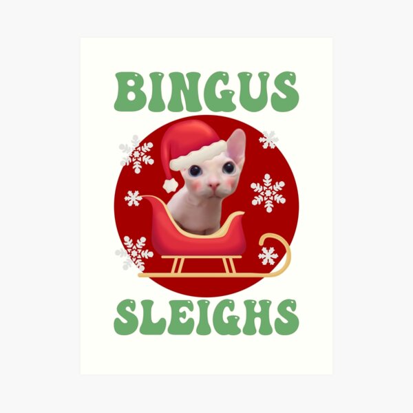 "Funny Bingus Christmas - Bingus Cat Christmas Sleigh- Bingus Meme ...