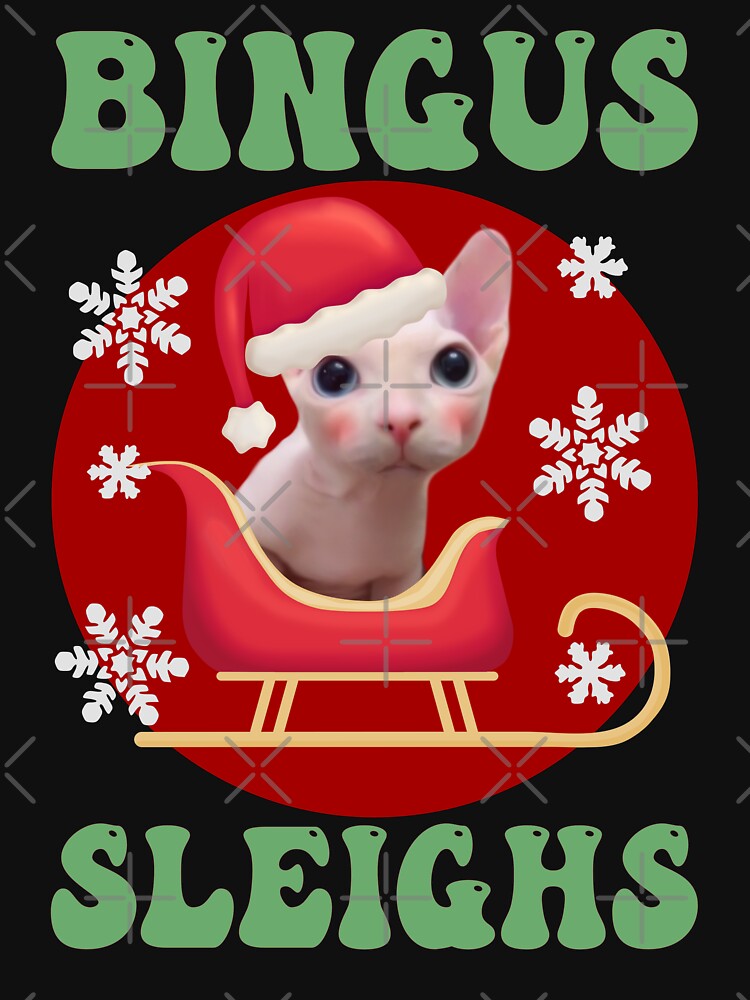 Funny Bingus Christmas - Bingus Cat Christmas Sleigh- Bingus Meme T ...