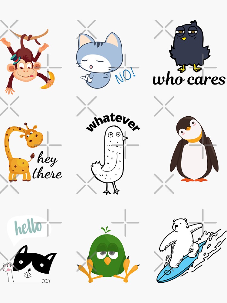 "Funny and cool animals sticker pack" Sticker by thatgeekshop | Redbubble